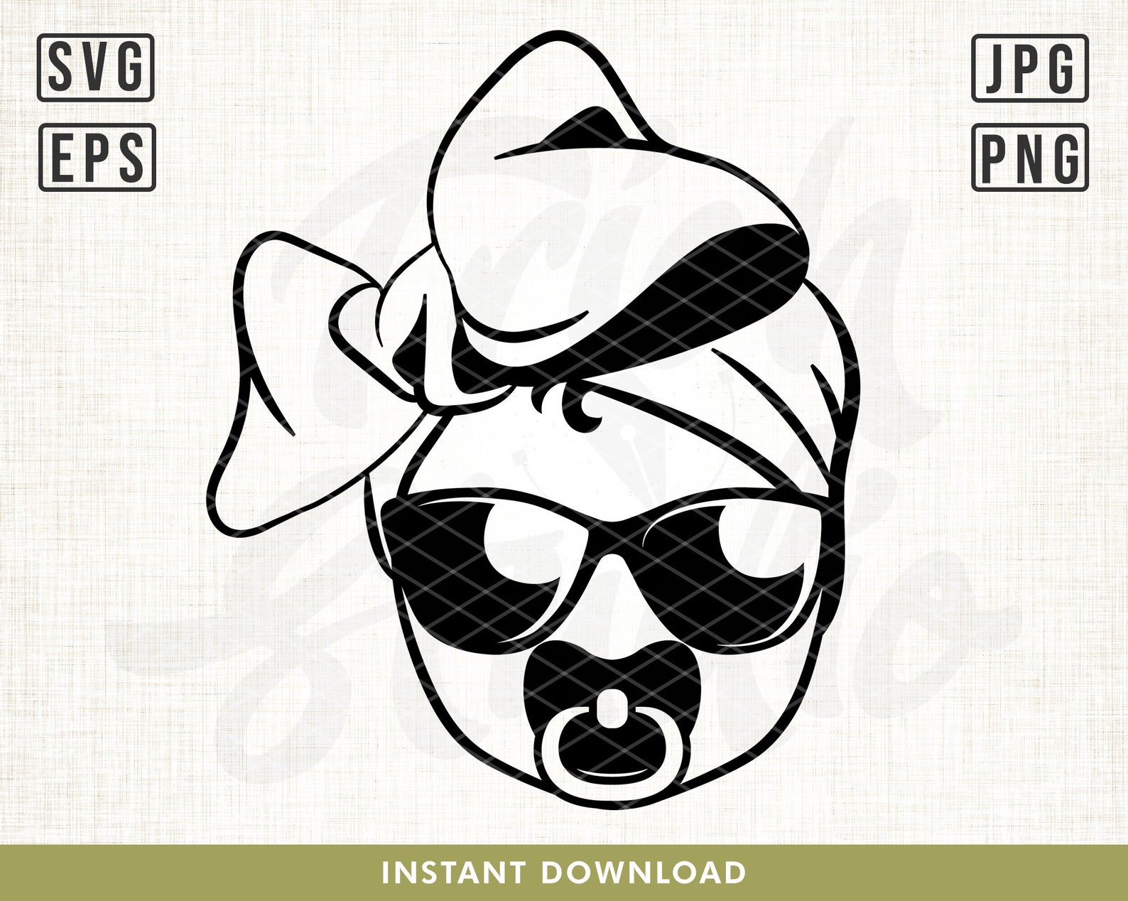 Baby With Bandana Svg File, Cool Baby Svg, Baby Girl Svg, Cool Kid Svg ...