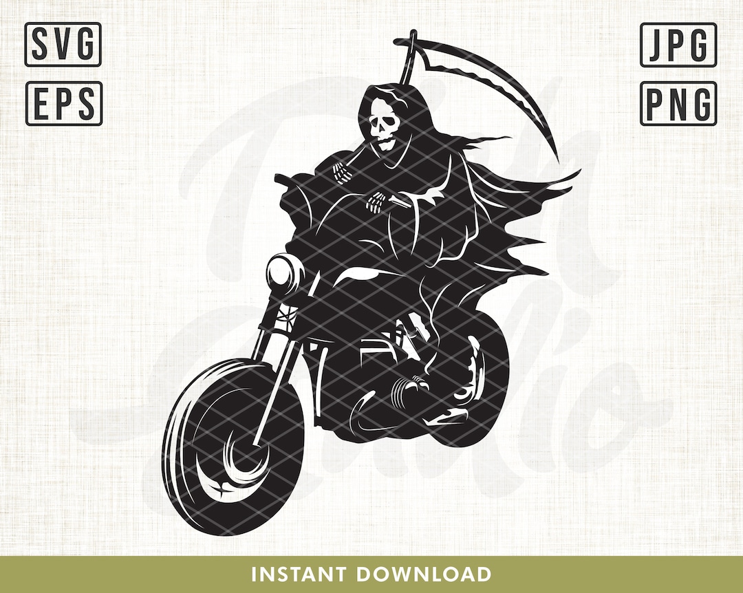 Motorcycle Grim Reaper Svg, Motorcycle Skull Svg, Motorcycle Svg ...
