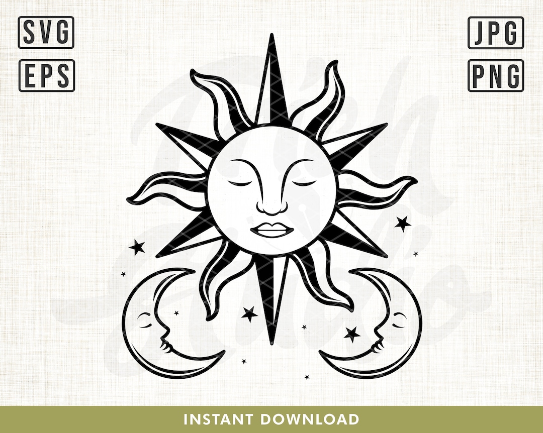 Sun and Moon SVG, Sun Svg, Celestial Svg, Moon Phases, Mystical Svg ...