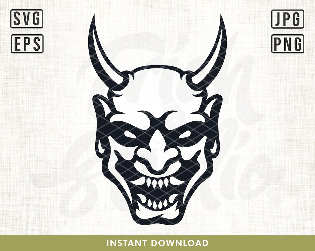 Oni Mask Svg, Hannya Mask Svg, Japanese Mask Svg, Funny Face Mask ...
