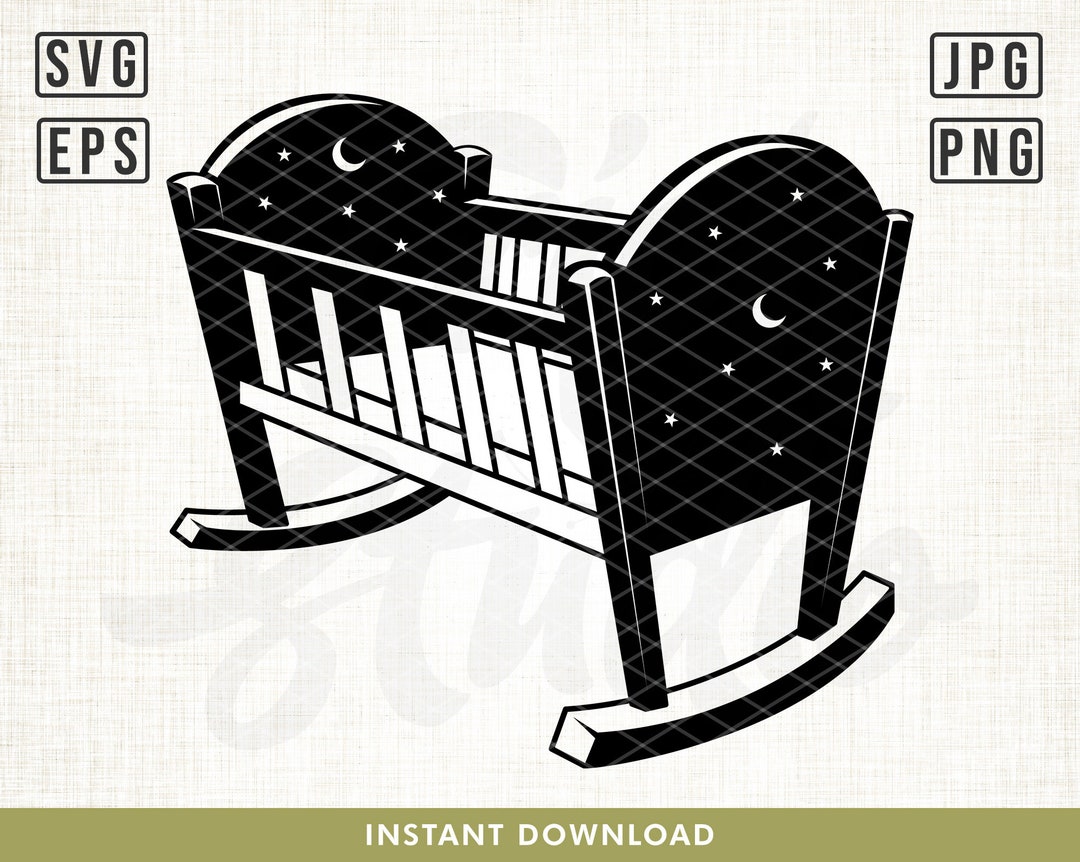Baby Crib Svg File, Baby Svg, Child Svg, Baby Crib Silhouette SVG, Baby ...