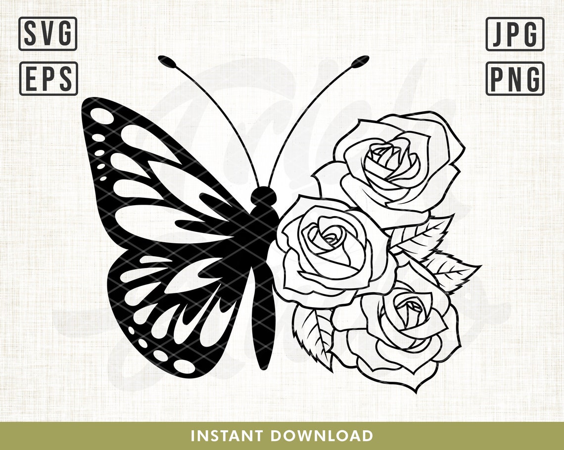 Butterfly Svg Floral Butterfly Svg Butterfly Flower Svg - Etsy