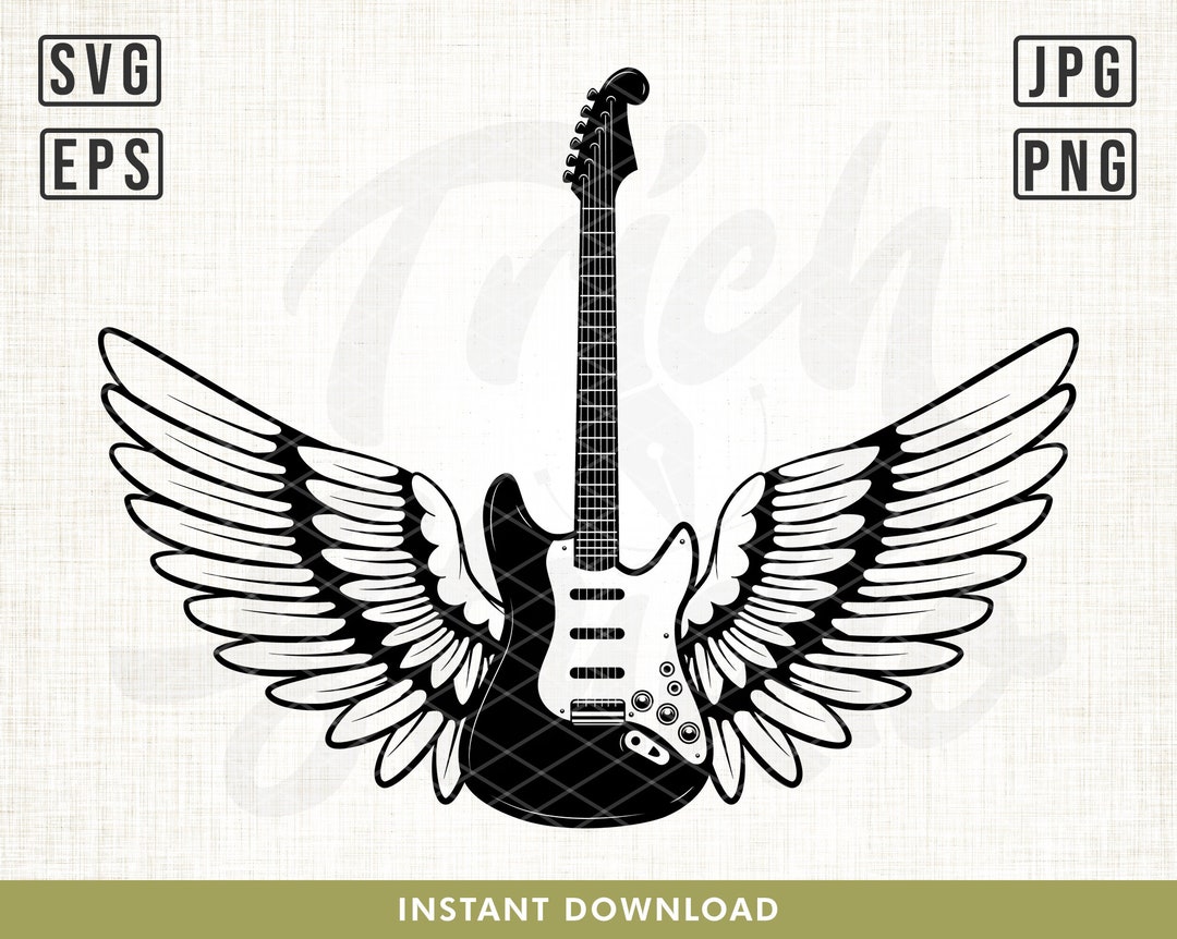 Guitar Wings Svg, Angel Wings Svg, Electric Guitar Svg, Guitar Svg ...