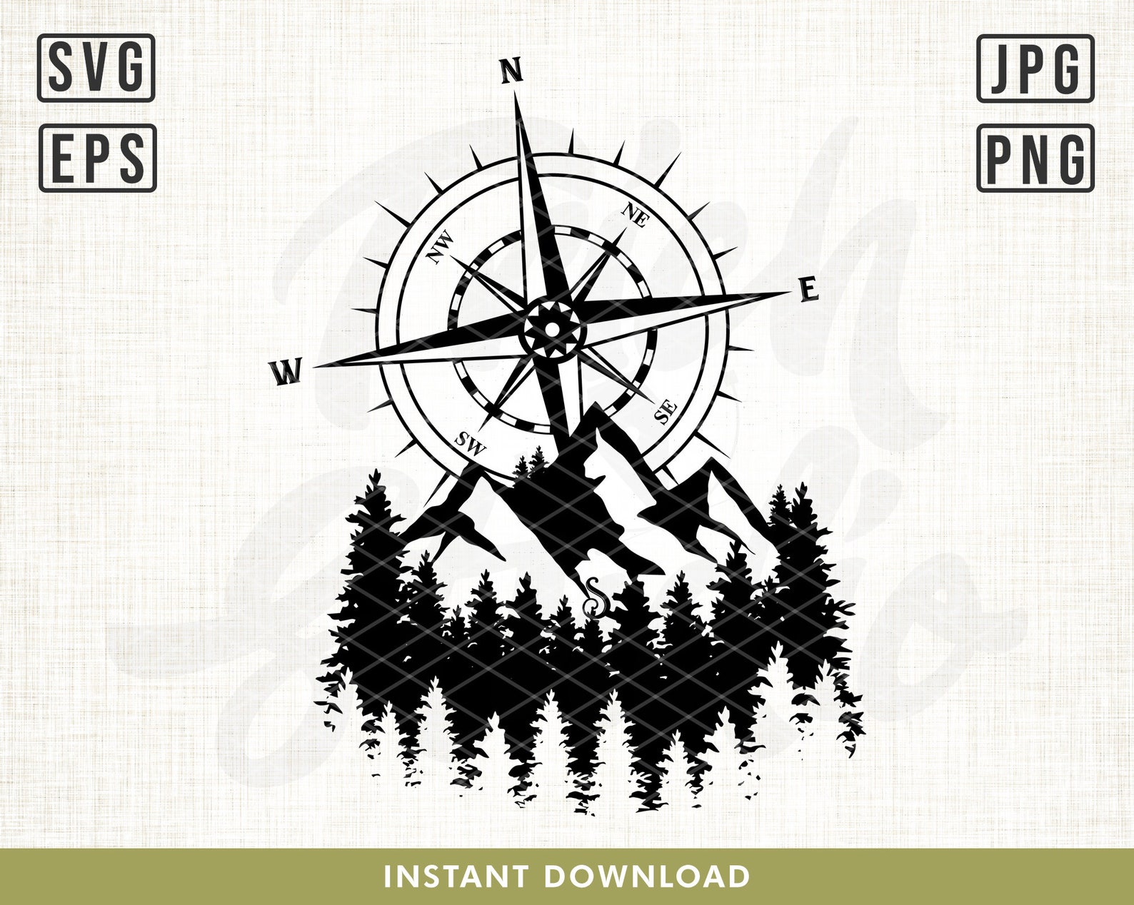 Compass Svg Files, Compass and Mountains Svg, Compass and Forest Svg ...