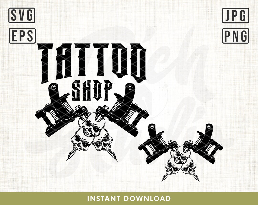Tattoo Svg, Crossed Tattoo Machine Svg, Skull Tattoo Machine Svg ...