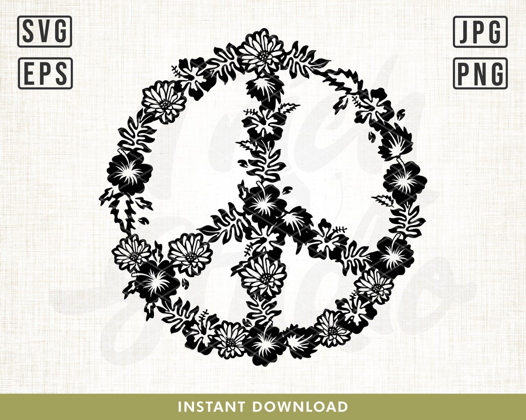 Floral Peace Sign Svg, Peace Sgin Svg, Peace Svg, Boho Svg, Wildflower ...
