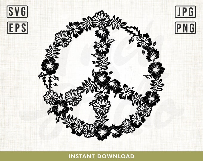 Daisy and Peace Sign SVG Bundle, Daisy PNG, Peace Sign Clipart, Hand ...