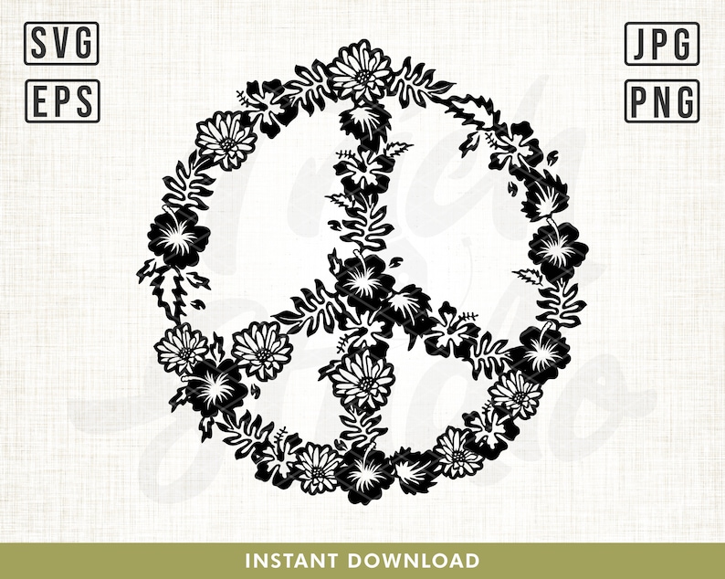 Floral Peace Sign Svg, Peace Sgin Svg, Peace Svg, Boho Svg, Wildflower ...