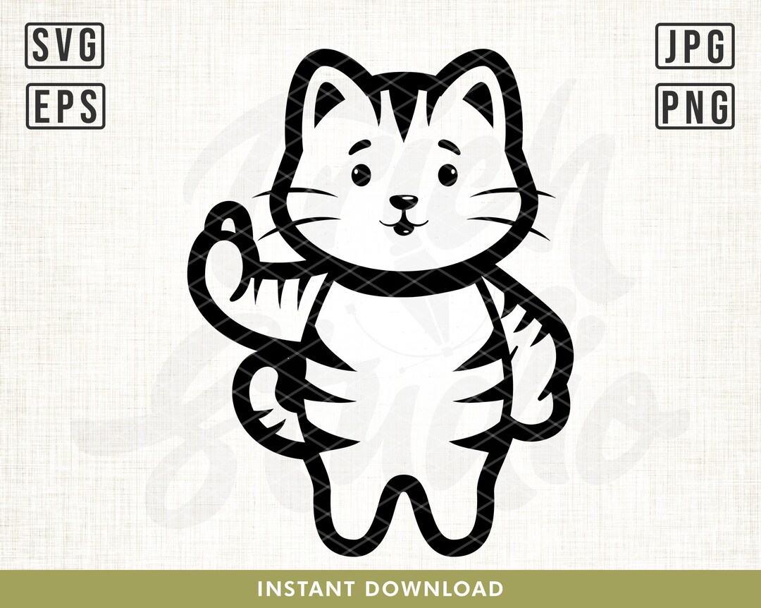 Cute Cat Svg, Cute Baby Cat Svg, Cat Svg, Cat Macot Svg, Happy Cat Svg ...
