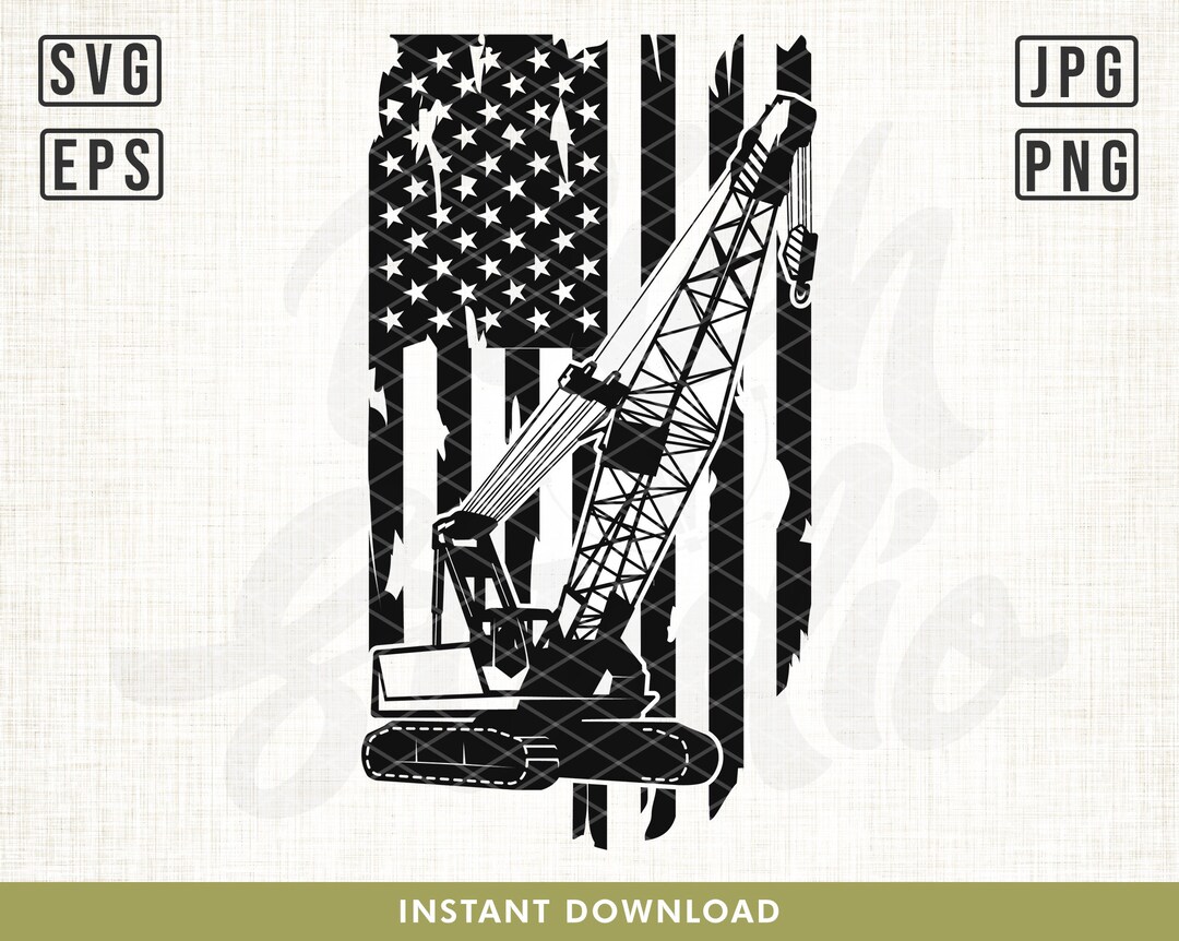 US Crane Svg, Crawler Crane Svg, Crane Clipart, Construction Svg ...