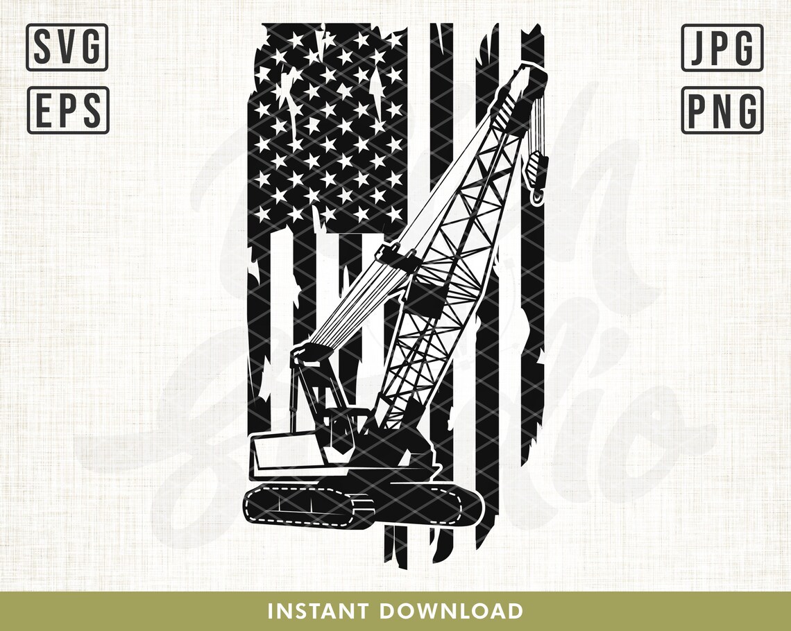 US Crane Svg, Crawler Crane Svg, Crane Clipart, Construction Svg ...