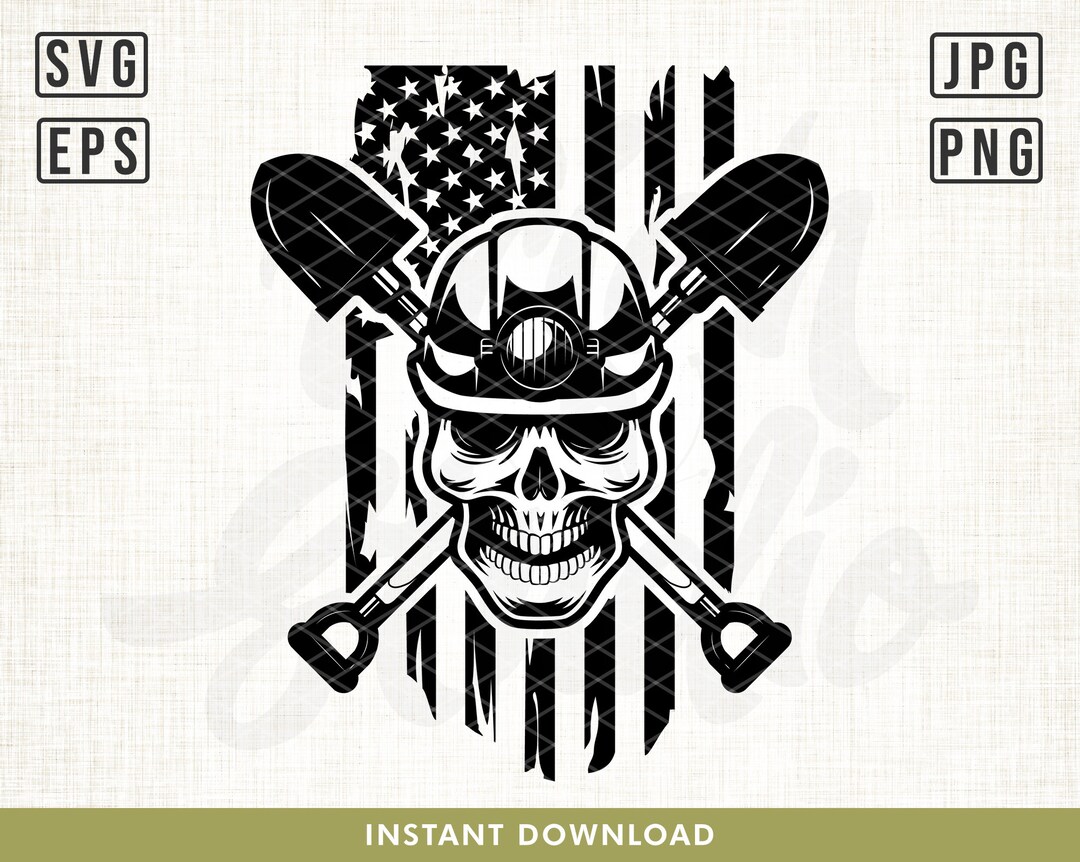 US Coal Miner Skull Svg, Skull Miner Svg, Mining Skull Svg, Miner Svg ...