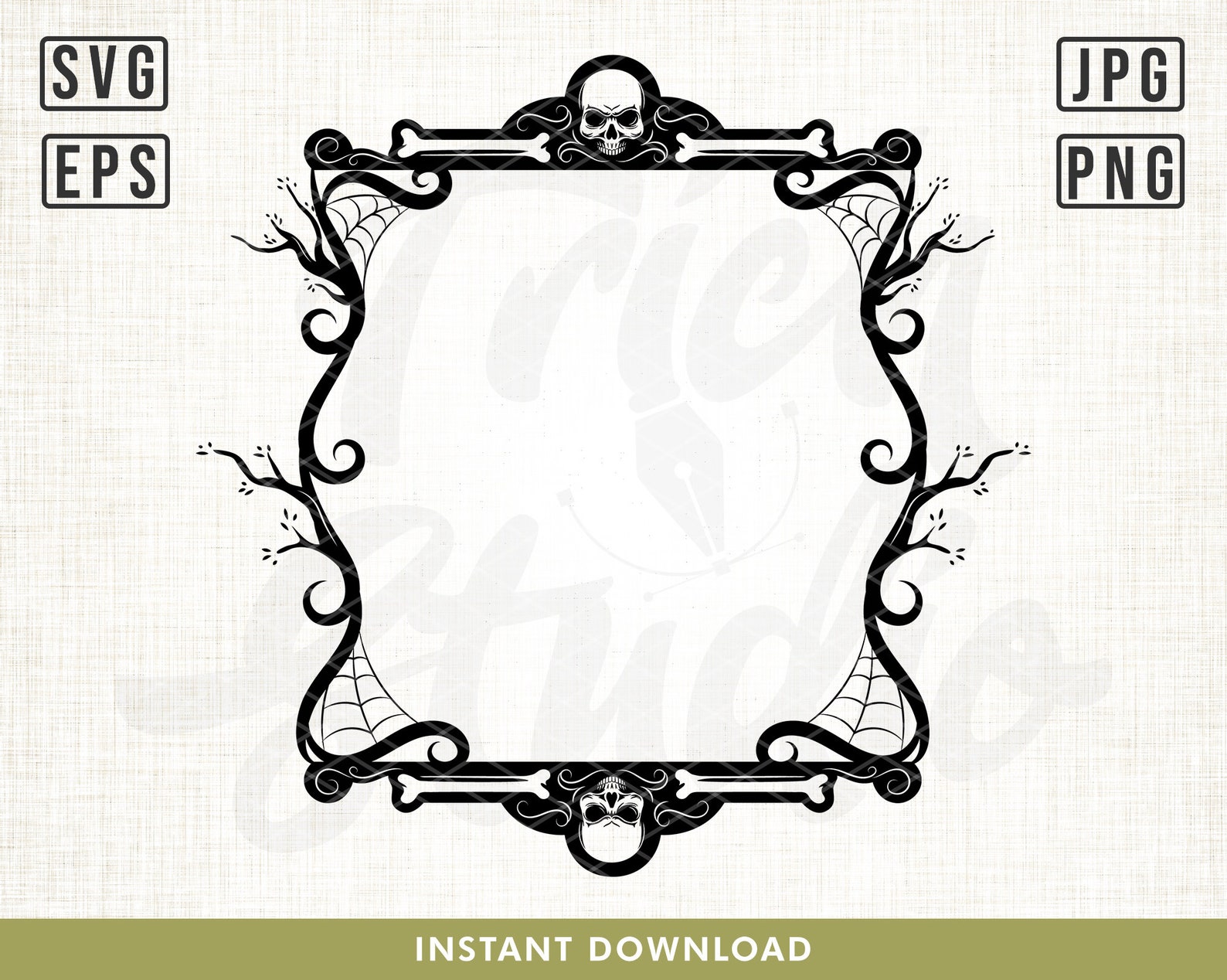 Halloween Frame Svg Spooky Frame Svg Skull Monogram Frame - Etsy