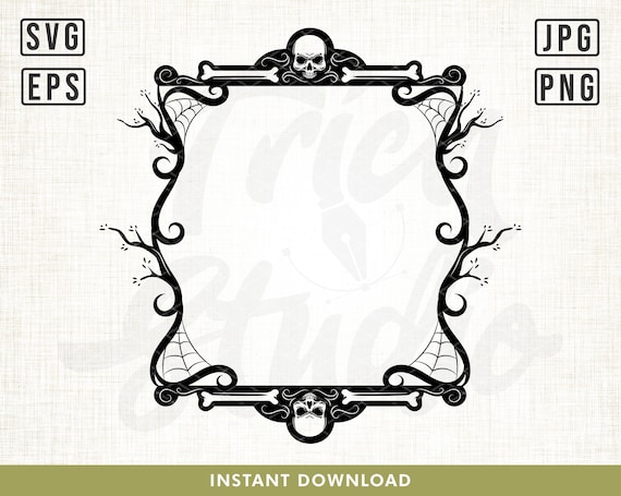 Halloween Frame Svg Spooky Frame Svg Skull Monogram Frame - Etsy