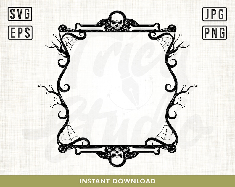 Halloween Frame Svg Spooky Frame Svg Skull Monogram Frame - Etsy