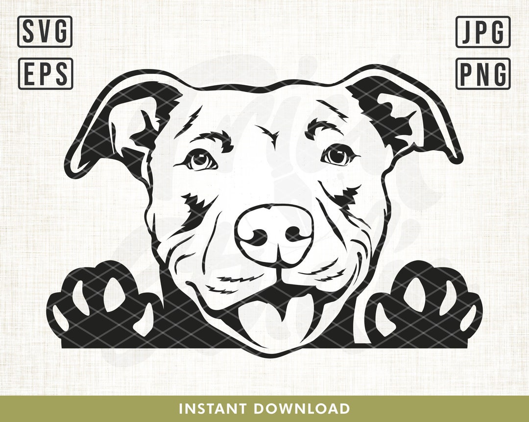 American Pit Bull Svg File, American Pitbull Svg, Peeking Pit Bull Svg ...