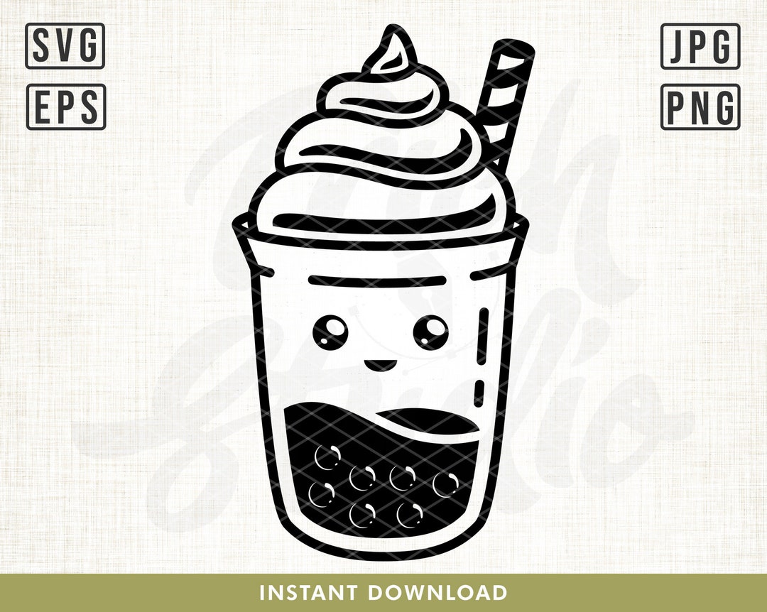 Cute Bubble Tea Svg, Boba Tea Cut File, Kawaii Drink, Cute Food, Boba ...