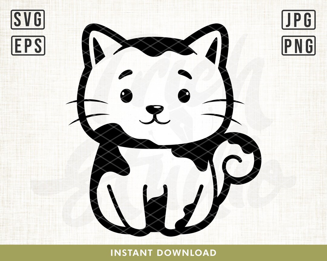Cute Cat Svg, Cute Baby Cat Svg, Cat Svg, Cat Macot Svg, Happy Cat Svg ...