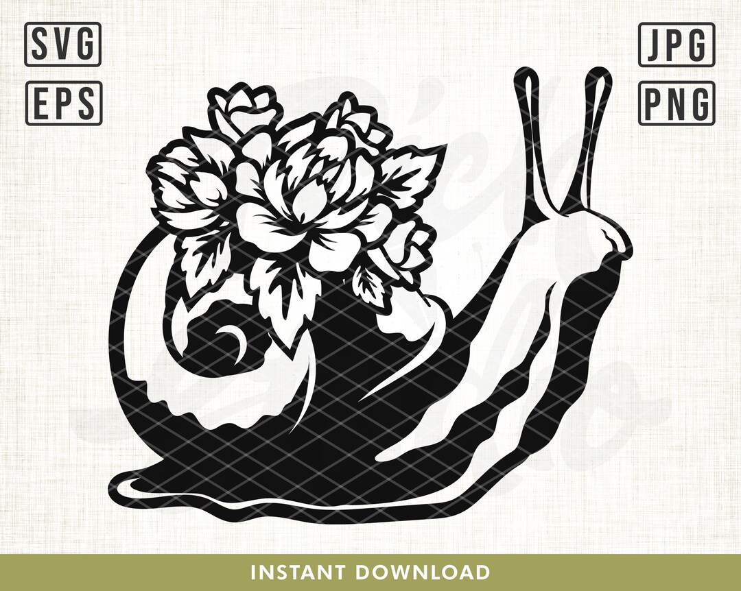 Svg floral escargot, svg escargot, svg mignon escargot, svg Kawaii ...