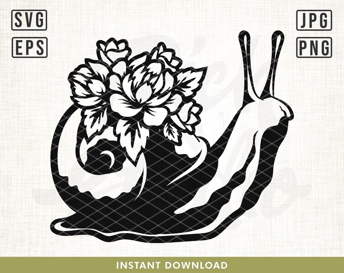 Snails SVG File, Slugs SVG, Flower Snail Svg, Garden Insects Svg, Snail ...