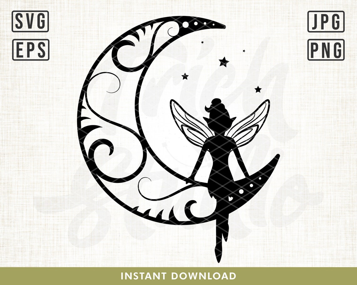Moon Fairy Svg File Magical Fairy Svg Floral Moon Svg Half - Etsy
