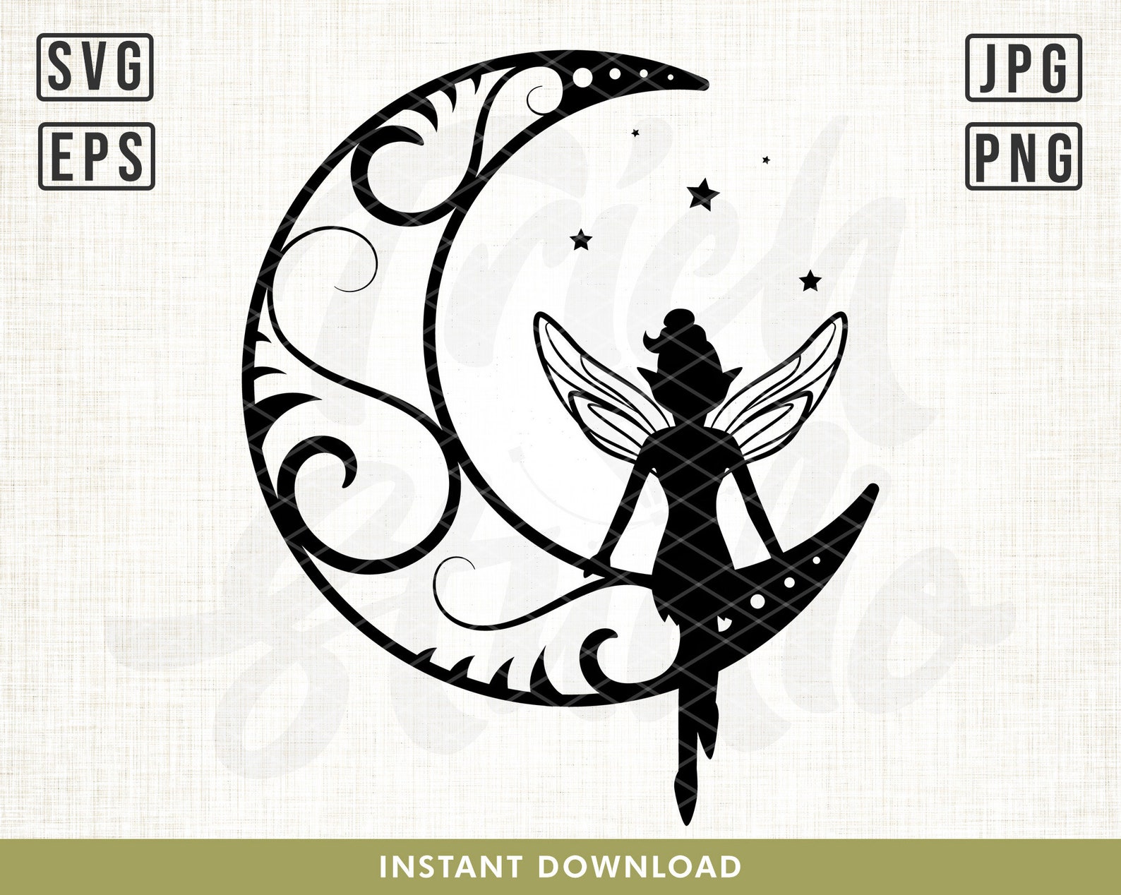 Moon Fairy Svg File Magical Fairy Svg Floral Moon Svg Half - Etsy