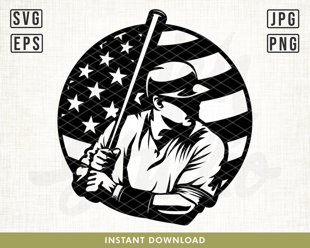 USA Baseball Player Svg File, Baseball Svg, Baseball Game Svg, US Flag ...