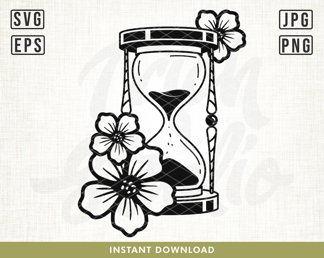 Floral Hour Glass Svg File, Sandglass SVG, Timer Svg, Hourglass Svg ...