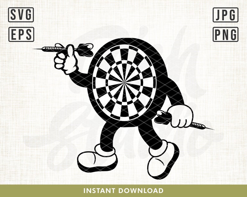 Dartboard Mascot Svg Darts Svg Dartboard Svg Dart Game Svg - Etsy