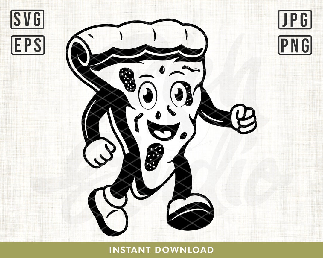 Pizza Walking Svg, Pizza Mascot Svg, Pizza Svg, Walking Pizza Svg ...