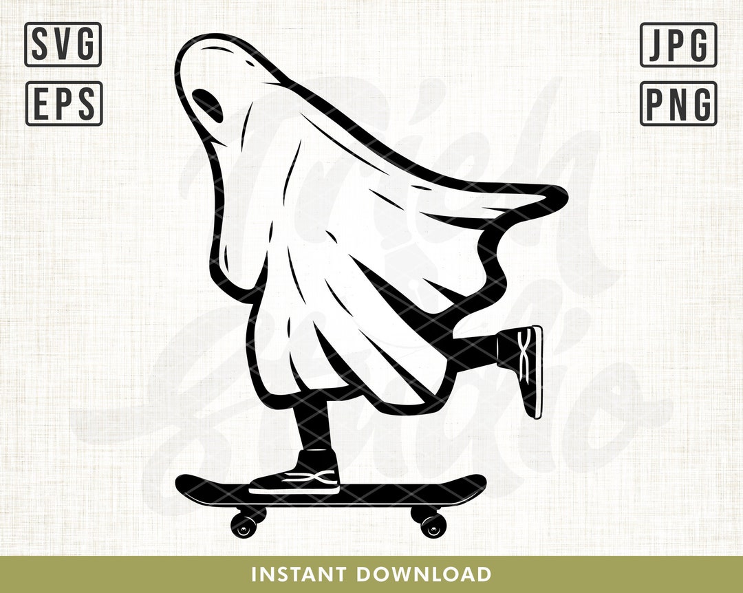 Ghost on Skateboard Svg, Skateboarding Ghost Svg, Ghost Svg, Skateboard ...