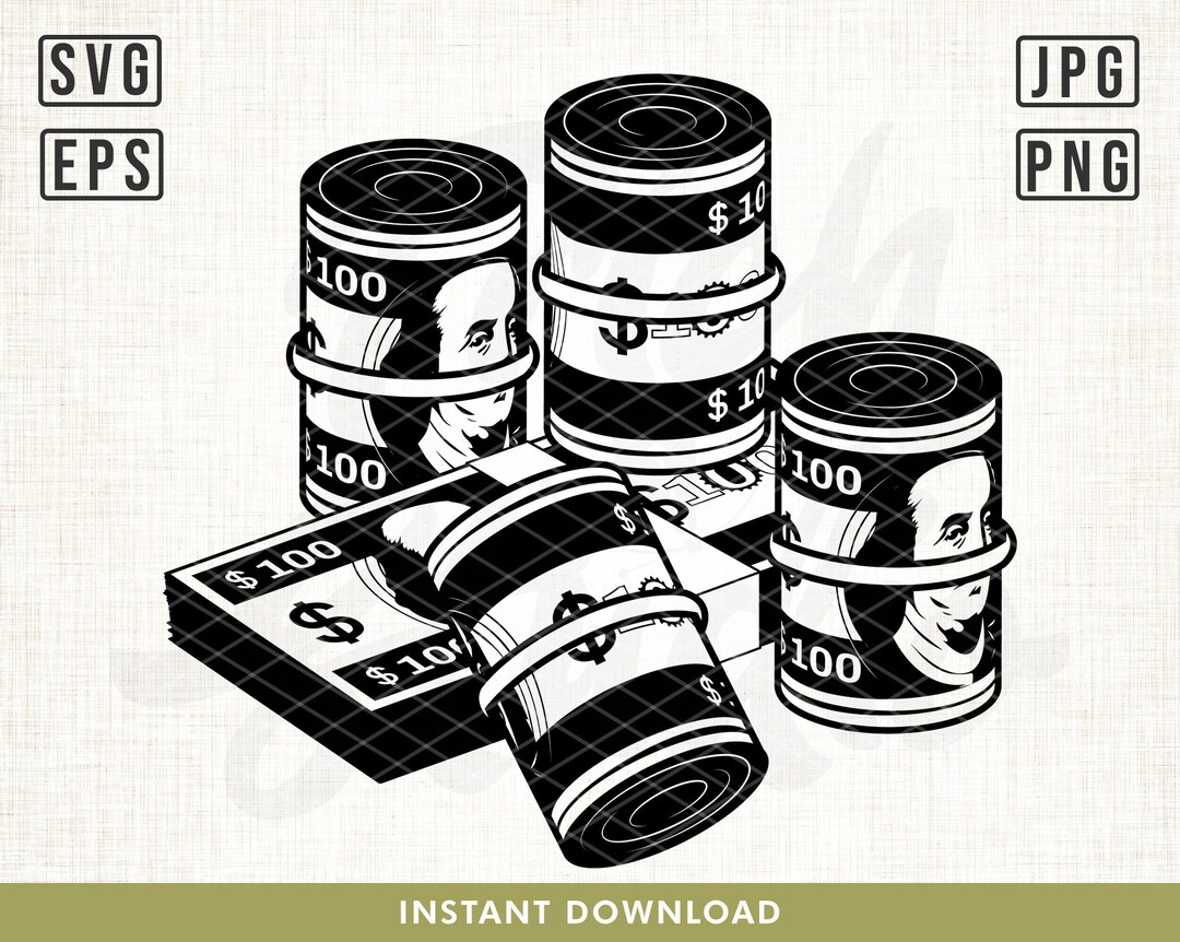 Money Svg, Rolling Money Svg, Money Bill Svg, 100 Dollar Svg, Dollar ...