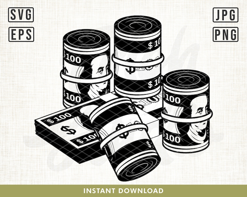 Money Svg, Rolling Money Svg, Money Bill Svg, 100 Dollar Svg, Dollar ...