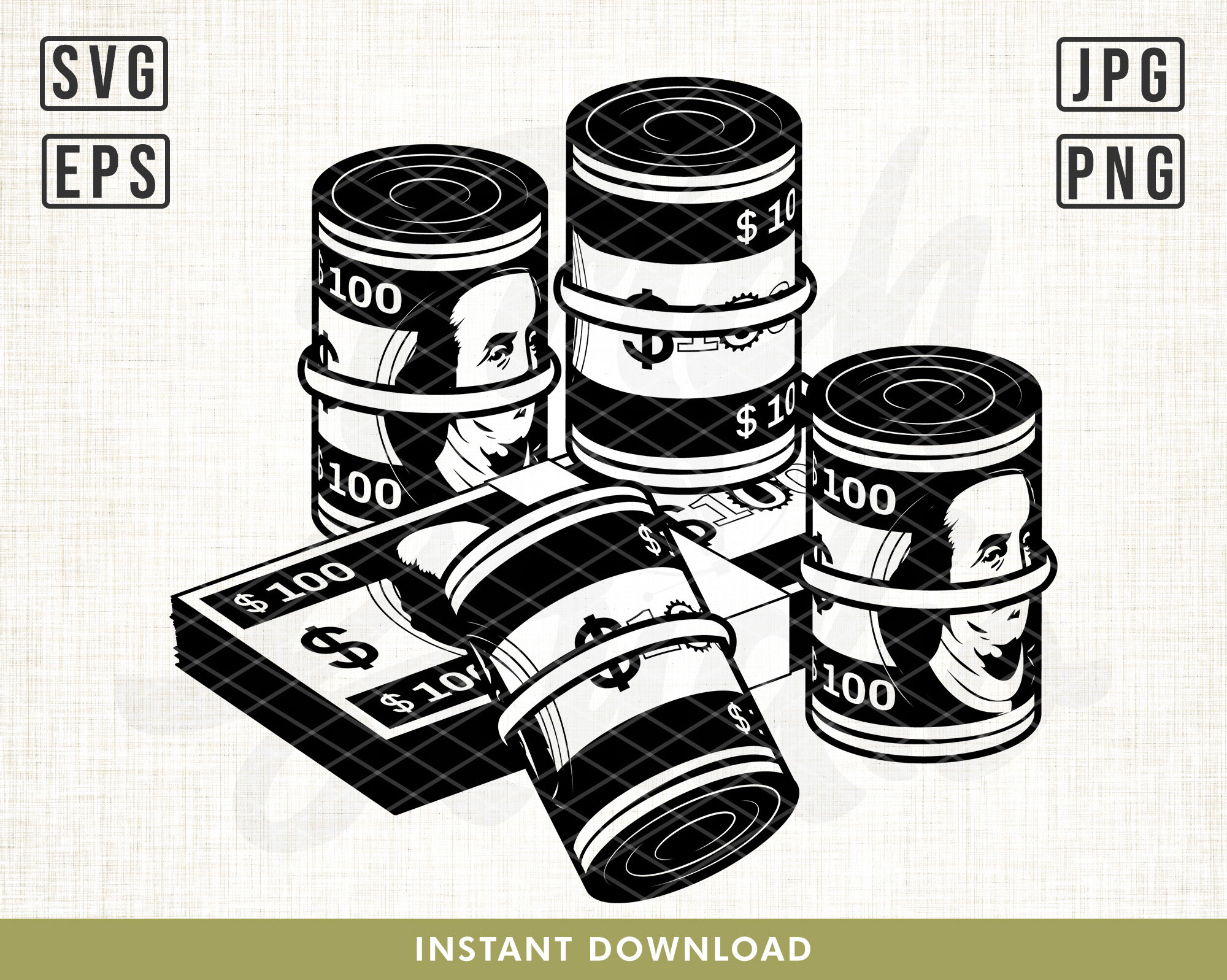 Money Svg, Rolling Money Svg, Money Bill Svg, 100 Dollar Svg, Dollar ...