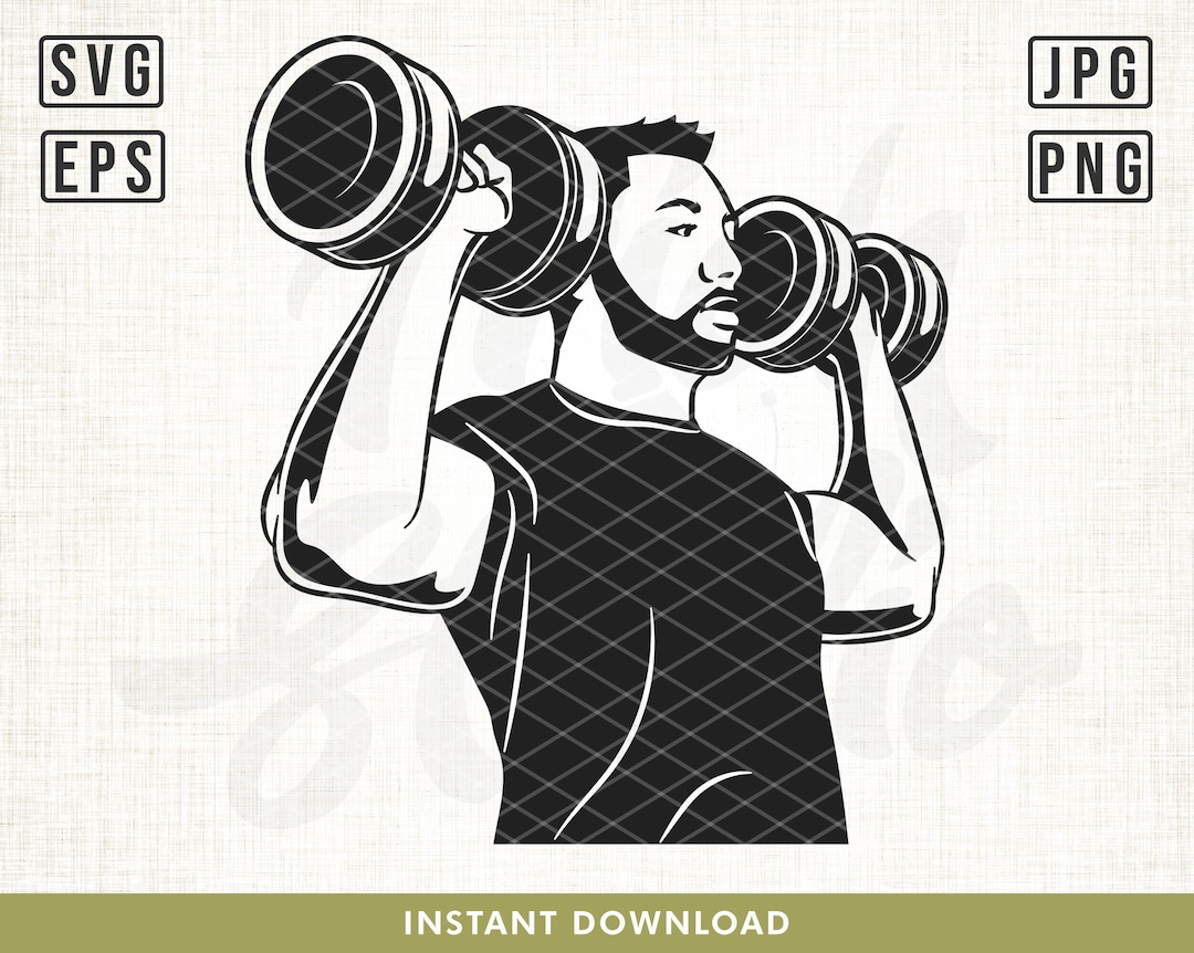 Man Workout Svg, Gym Guy SVG, Man Svg, Barbell Svg, Gym Svg ...
