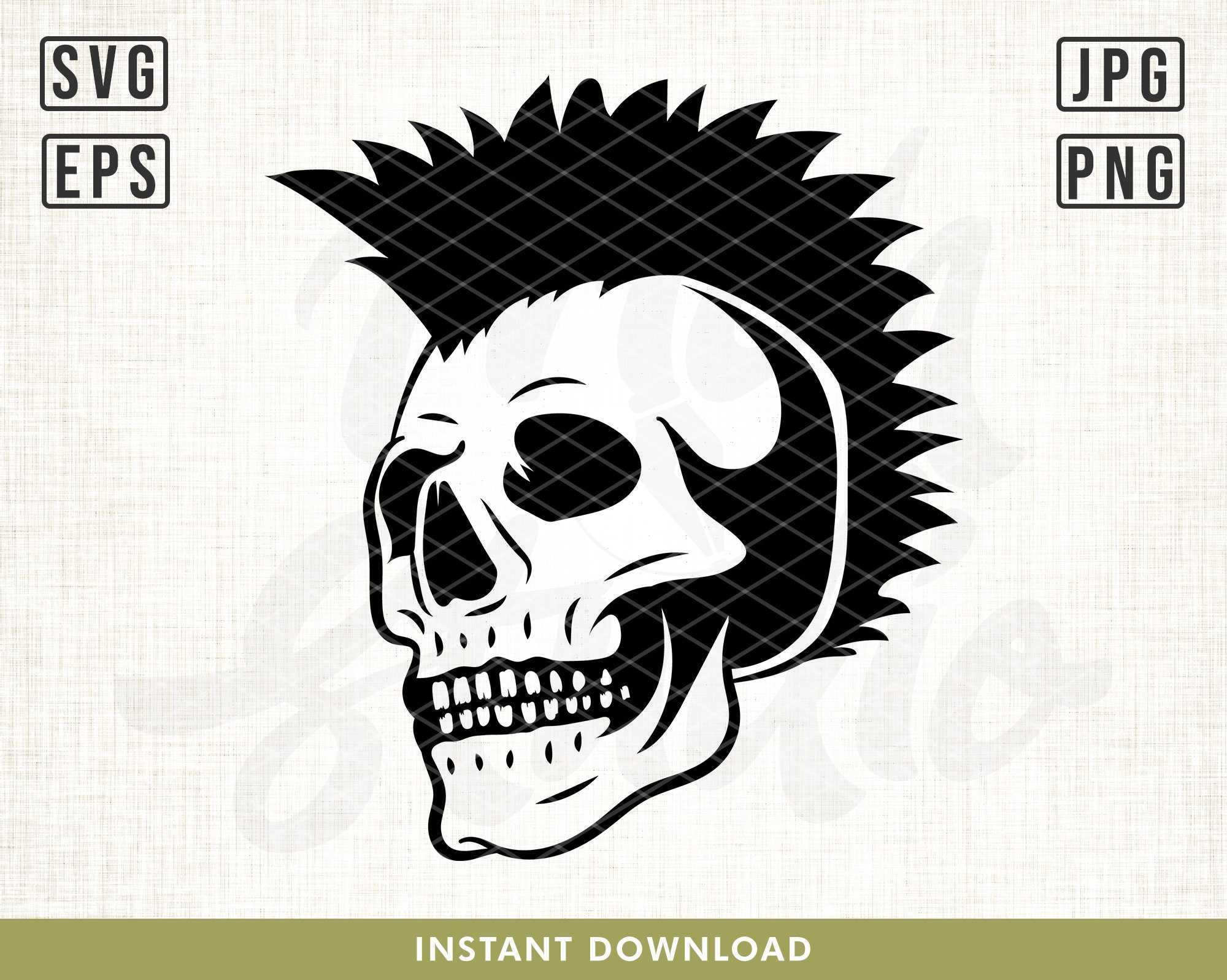 Mohawk Skull Svg, Mohawk Svg, Punk Rock Svg, Skull Svg, Hairstyle Svg ...
