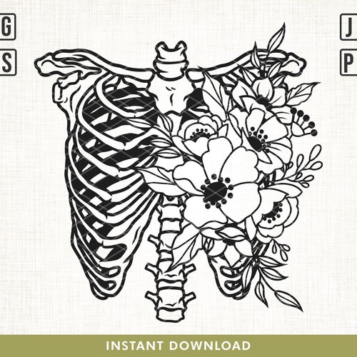 Rib Cage Floral Svg Ribcage Flowers Svg Skeleton Rib Cage - Etsy Australia