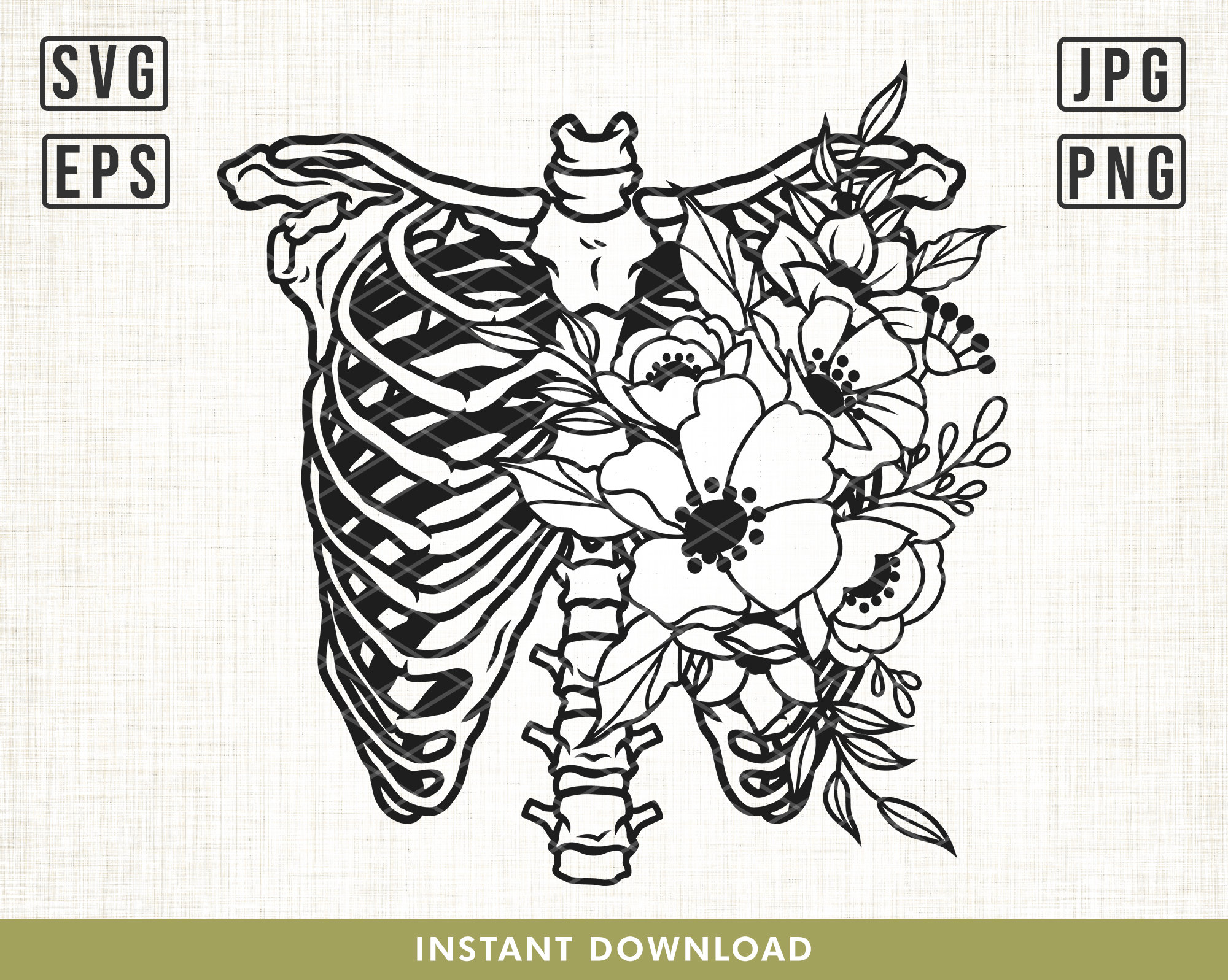 Rib Cage Floral Svg Ribcage Flowers Svg Skeleton Flower Svg - Etsy UK
