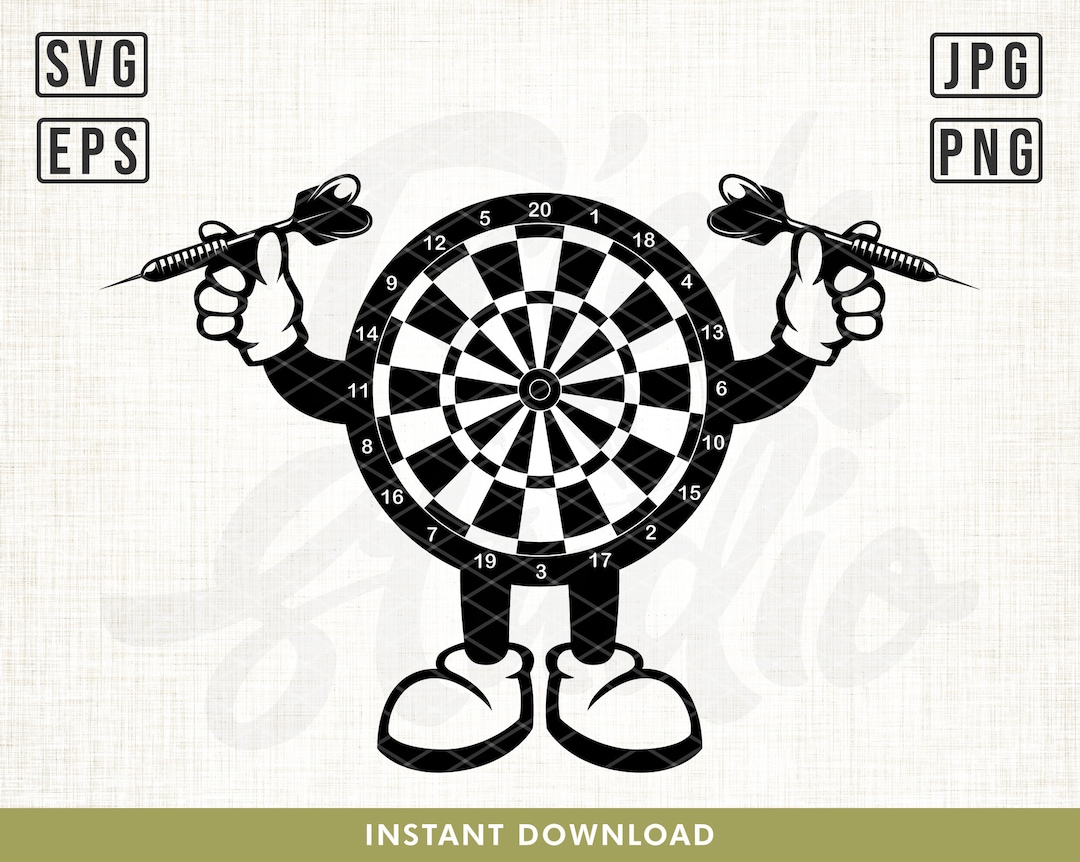 Dartboard Mascot Svg, Darts Svg, Dartboard Svg, Dart Game Svg, Darts ...