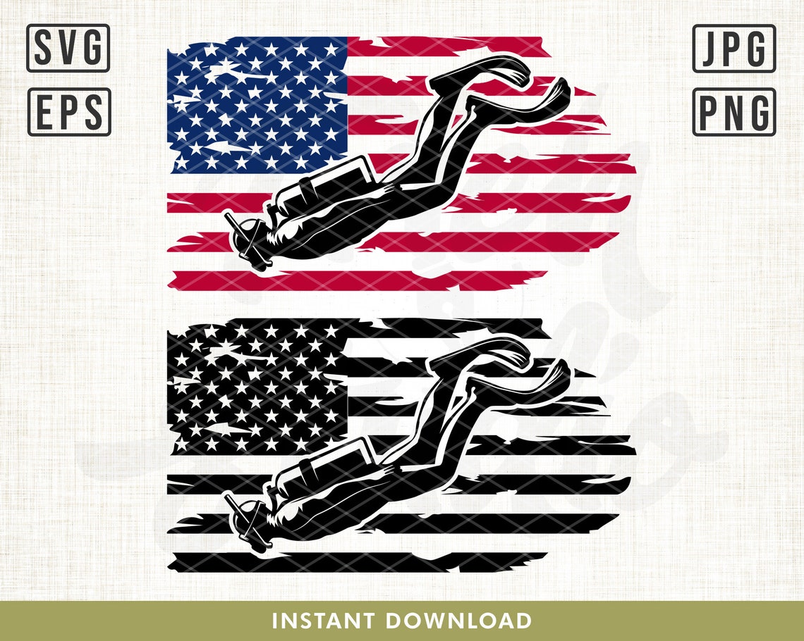 US Scuba Diving Svg File Beach Life Svg Swimming Svg Diver | Etsy