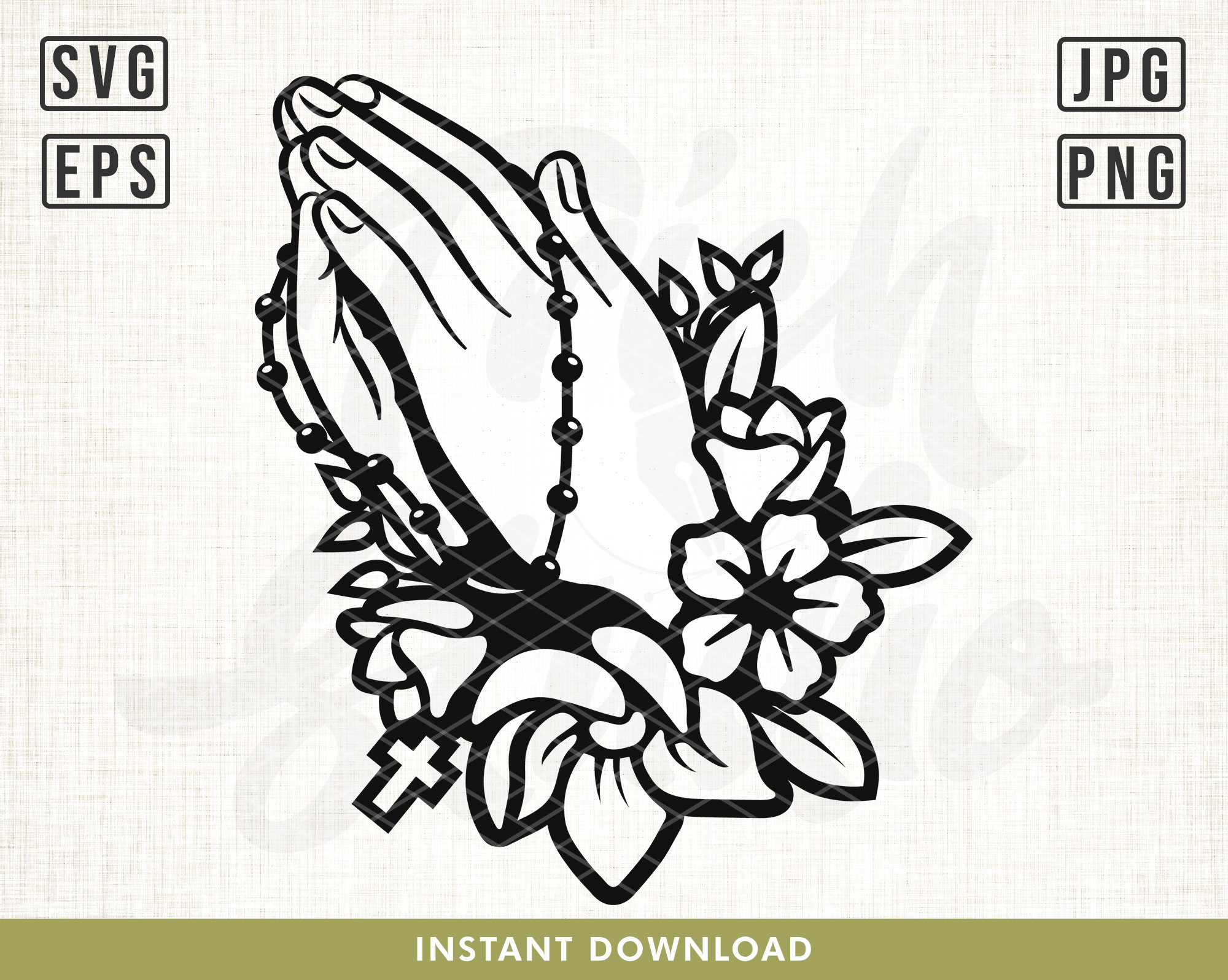 Praying Hands Svg, Floral Praying Hands Svg, Christian Svg, Floral Svg ...