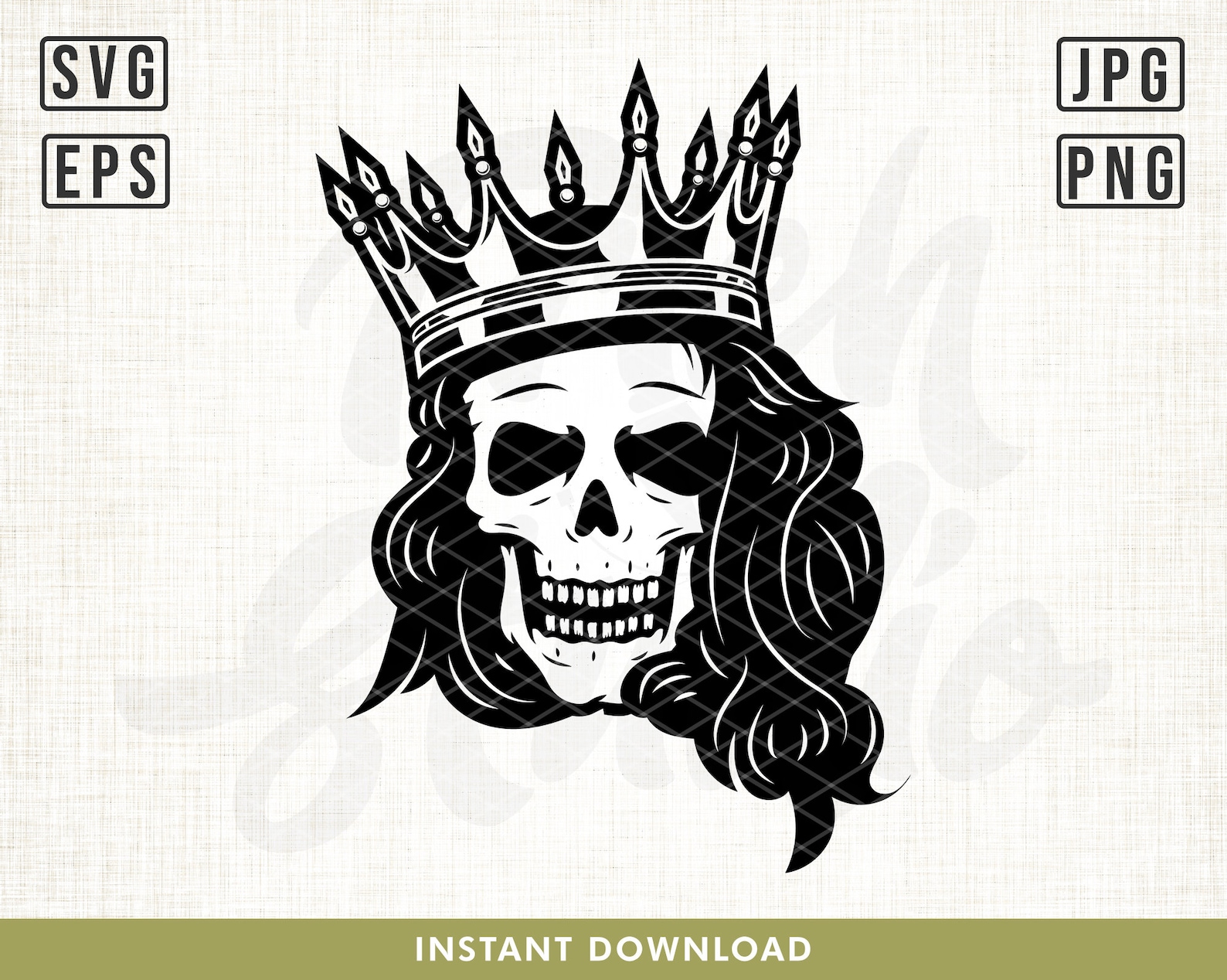 Queen Skull Svg, Skull With Crown Svg, Crown Skull Svg, Skull Cut File ...