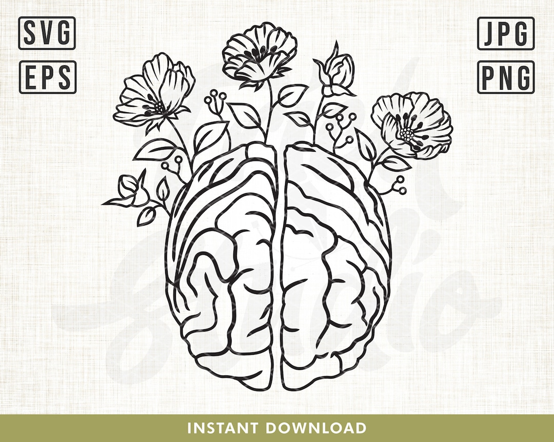 Mental Health Svg, Floral Brain Svg File, Floral Svg, Mental Svg ...