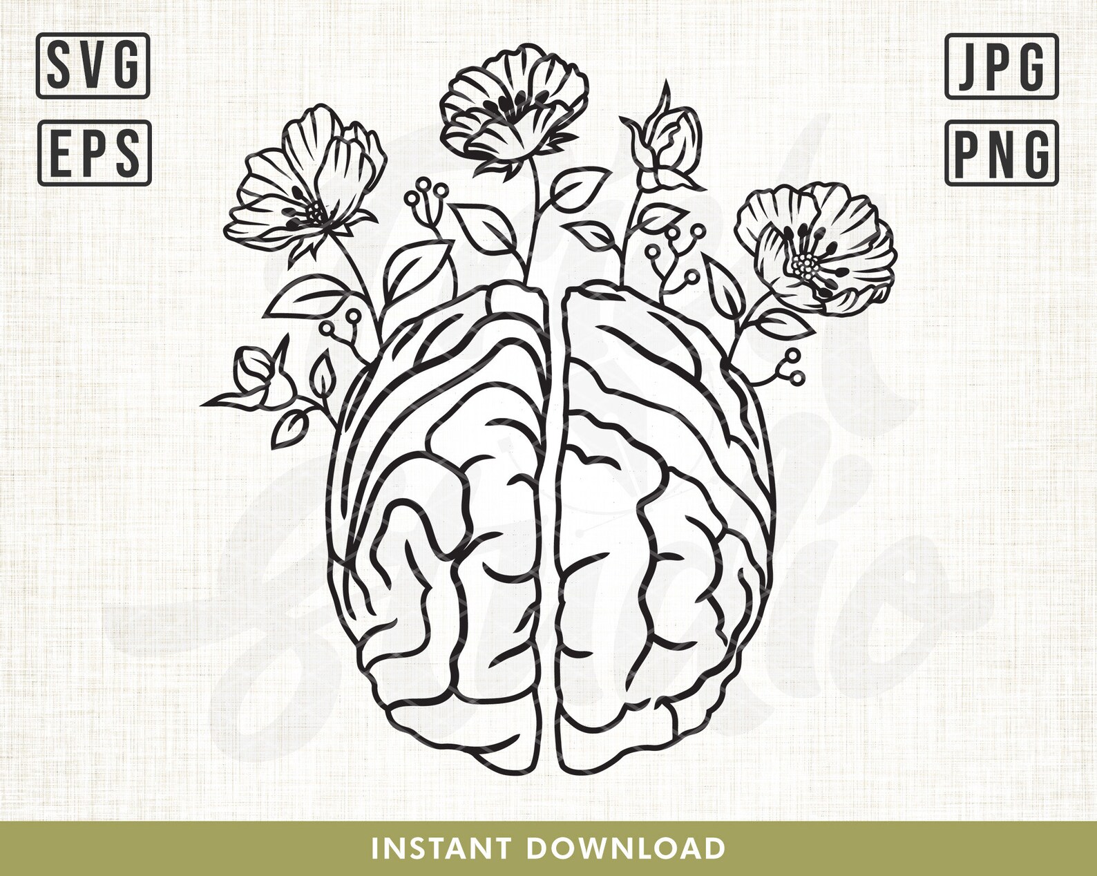 Mental Health Svg, Floral Brain Svg File, Floral Svg, Mental Svg ...