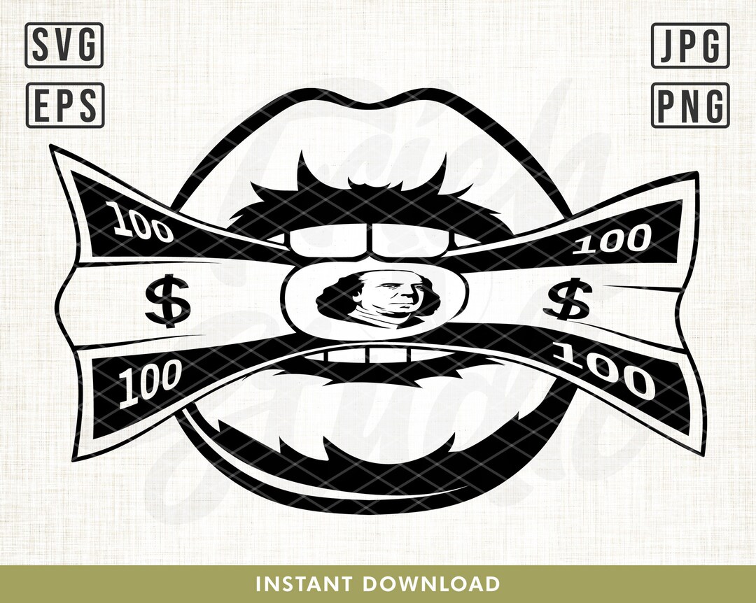Sexy Lips Biting Money Svg, 100 Dollar Svg, Lips Money Svg , 100 Dollar ...