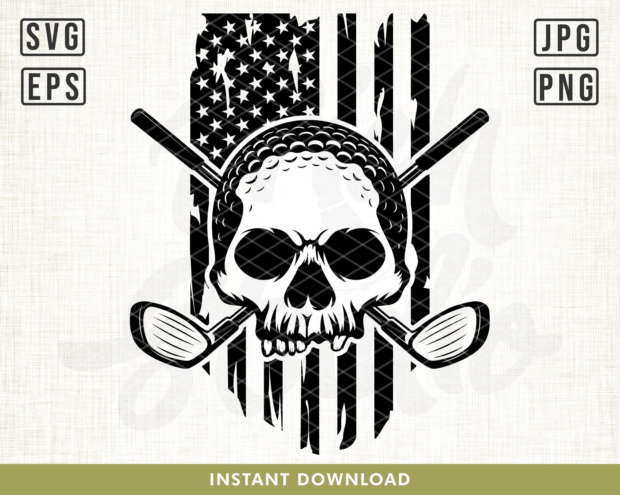 US Golf Skull Svg, Golf Vector, Skull Svg, USA Golf Svg, Usa Svg, Skull ...