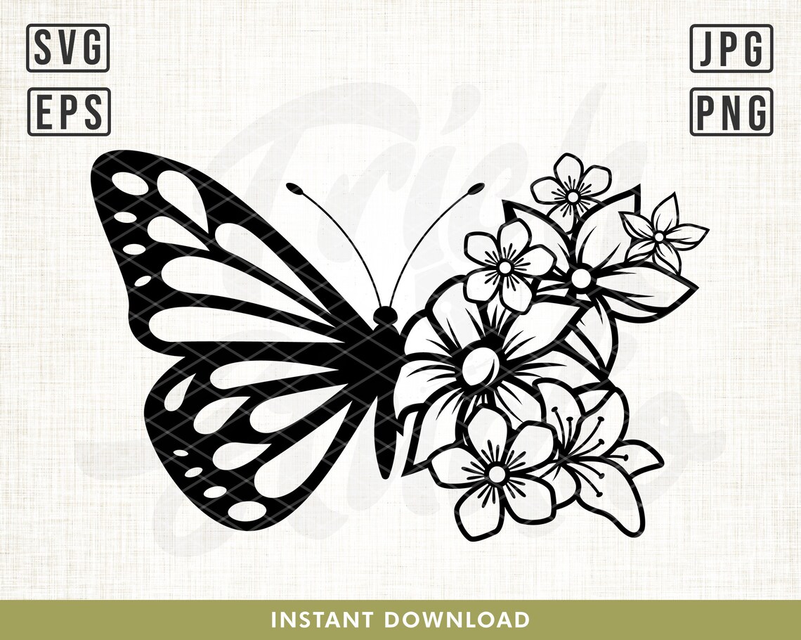 Butterfly Svg Floral Butterfly Svg Butterfly Flower Svg - Etsy