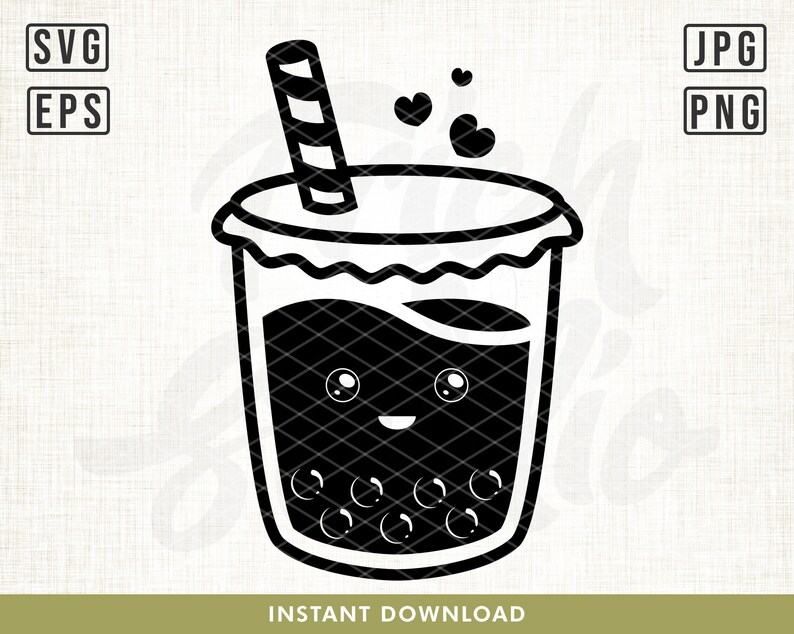 Cute Bubble Tea Svg Boba Tea Cut File Kawaii Drink Cute | Etsy