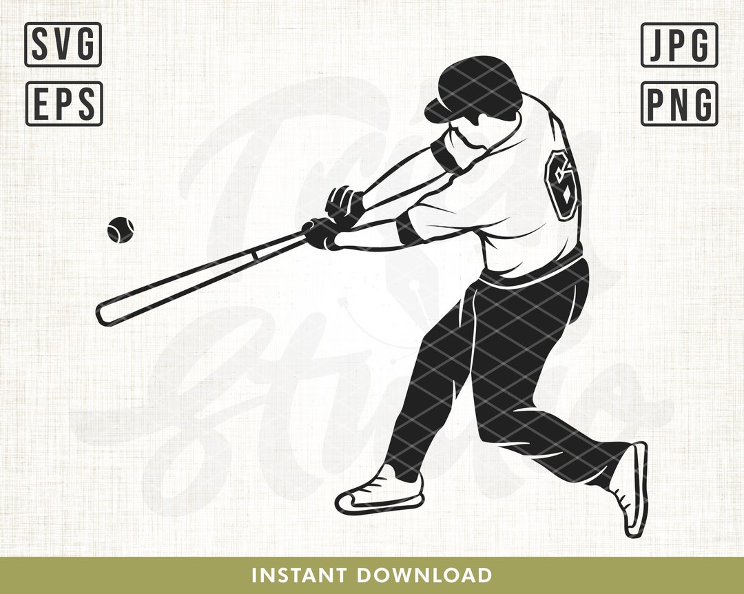 Baseball Player SVG Baseball Clipart Baseball Files for - Etsy
