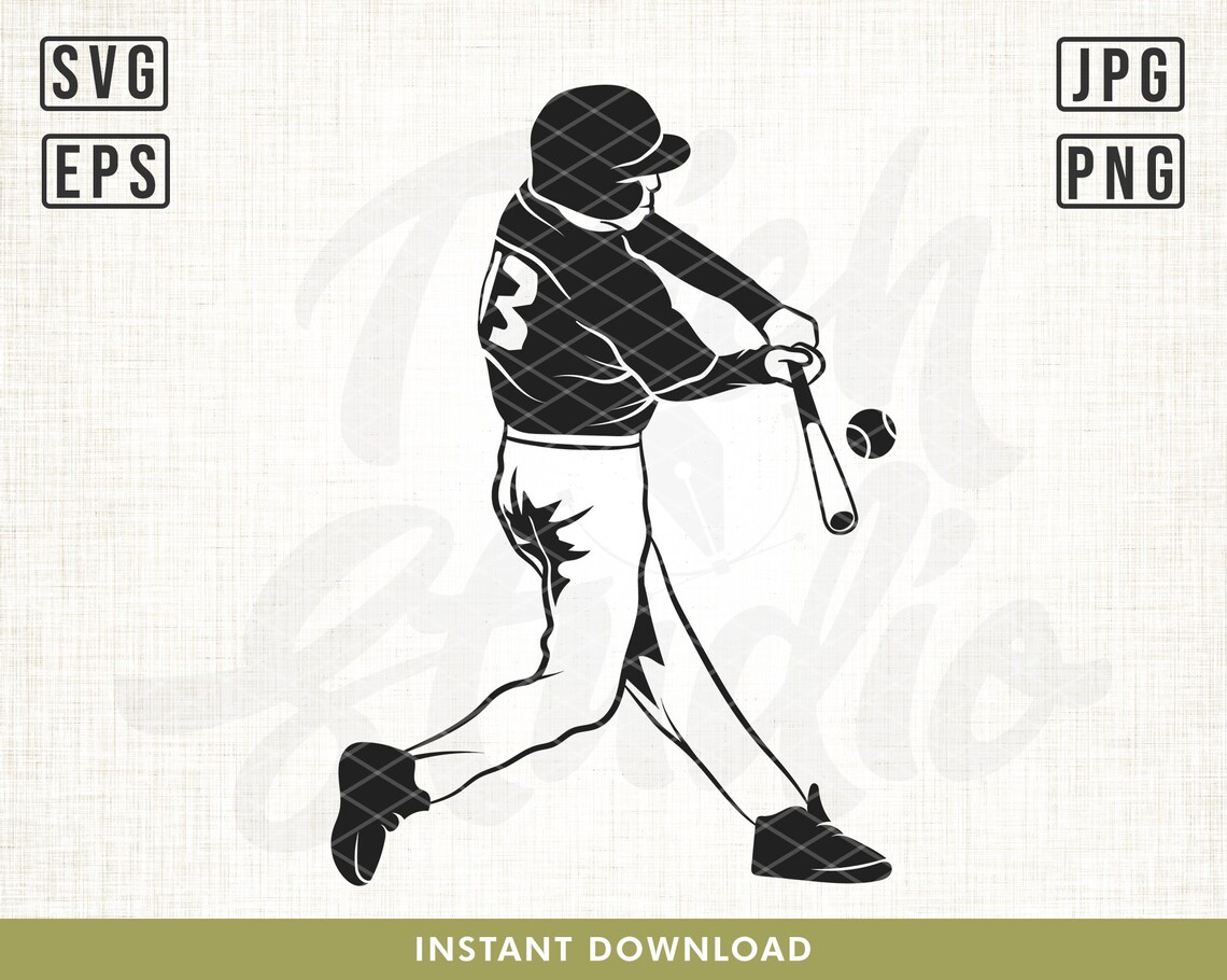 Baseball Player SVG Baseball Clipart Baseball Files for | Etsy